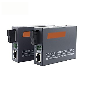 YVZOTCK 1 Pair Gigabit Fiber Media Converter Single Mode to RJ45 Fiber Media Converter SC 10/100/1000Mbps with Power Supply