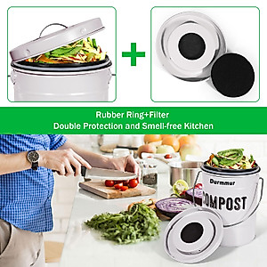 Durmmur Compost Bin Kitchen Counter, Indoor Compost Bin, Includes Inner Bucket with Sealed Ring Compost Pail, Countertop Compost Bin with Lid, Compost Bucket Compost Container, 1.0 Gallon