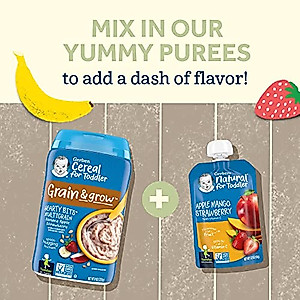 Gerber Baby Cereal Hearty Bits Multigrain, Grain & Grow, Banana Apple Strawberry, 8 Ounce (Pack of 6)