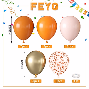 Fall Balloons,12 Inch Orange and Sand Gold Balloons with Gold Confetti Balloons,for Birthday little cutie baby shower Wedding thanksgiving Party Decorations