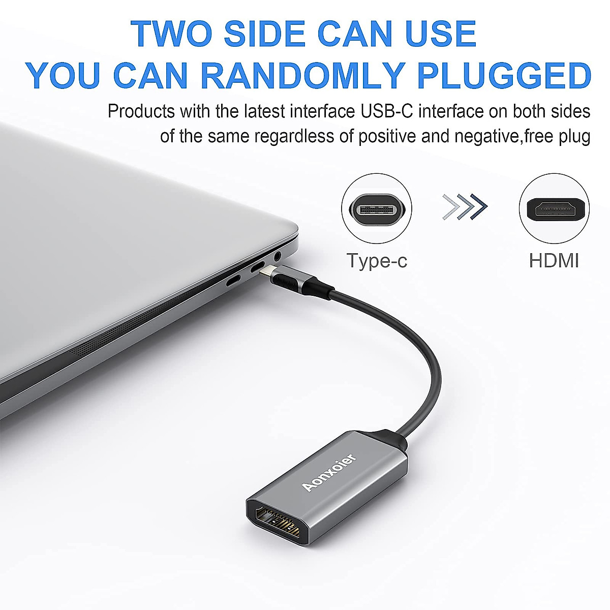 USB C to HDMI Adapter (4K@30Hz，1080P@60Hz),USB Type-C to HDMI Adapter [Thunderbolt 3 Compatible] Compatible with MacBook Pro,Samsung Galaxy S9/S8, Surface Book 2, Dell XPS 13/15, Pixelbook More