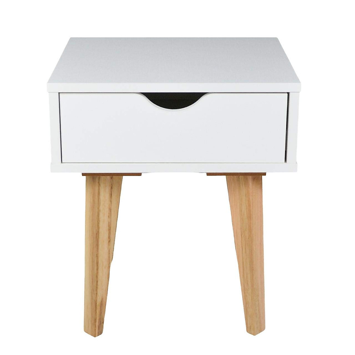 Mid Century Modern Nightstand – MDP Bedside Table Night Stand – Premium Quality Wood – Available in Black, White, Natural Wood – Single Drawer End Table – Contemporary Design