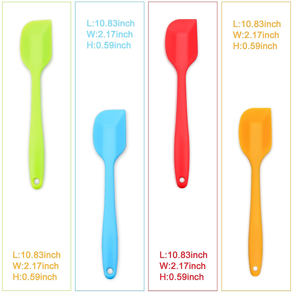 Silicone Spatula 4-piece Set, Heat-Resistant Spatulas, Non-stick Rubber Spatulas with Stainless Steel Core