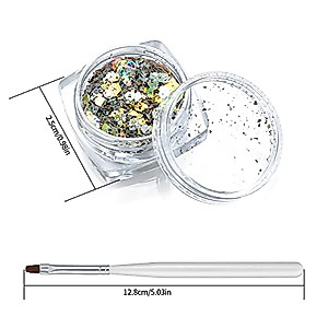 12 Colors Holographic Chunky Glitter Set, Makeup Face Body Eyeshadow Lips Hair Nails Cosmetic Festival Glitter for Hair, Face, Nail, Eyes, Eyeshadow, Cosmetics, Arts, Glitter, with 1 x Brush