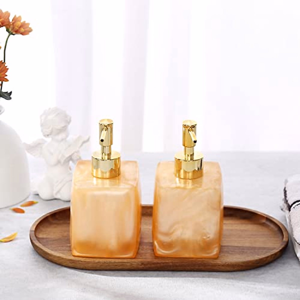 DOCMON Wooden Bathroom Tray Vanity Trays, Toilet Tank Tray Perfume Cosmetics Tray for Bathroom Countertop Dresser Tops, Wood Serving Trays for Food &Home Decor (Oval)