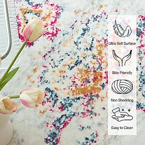 Machine Washable Rug 5'x 7' Vintage Design Washable Area Rugs with Non Slip Rugs for Living Room Bedroom Traditional Woven Rug Carpet Stain Resistant Dining Home Office Boho Rug