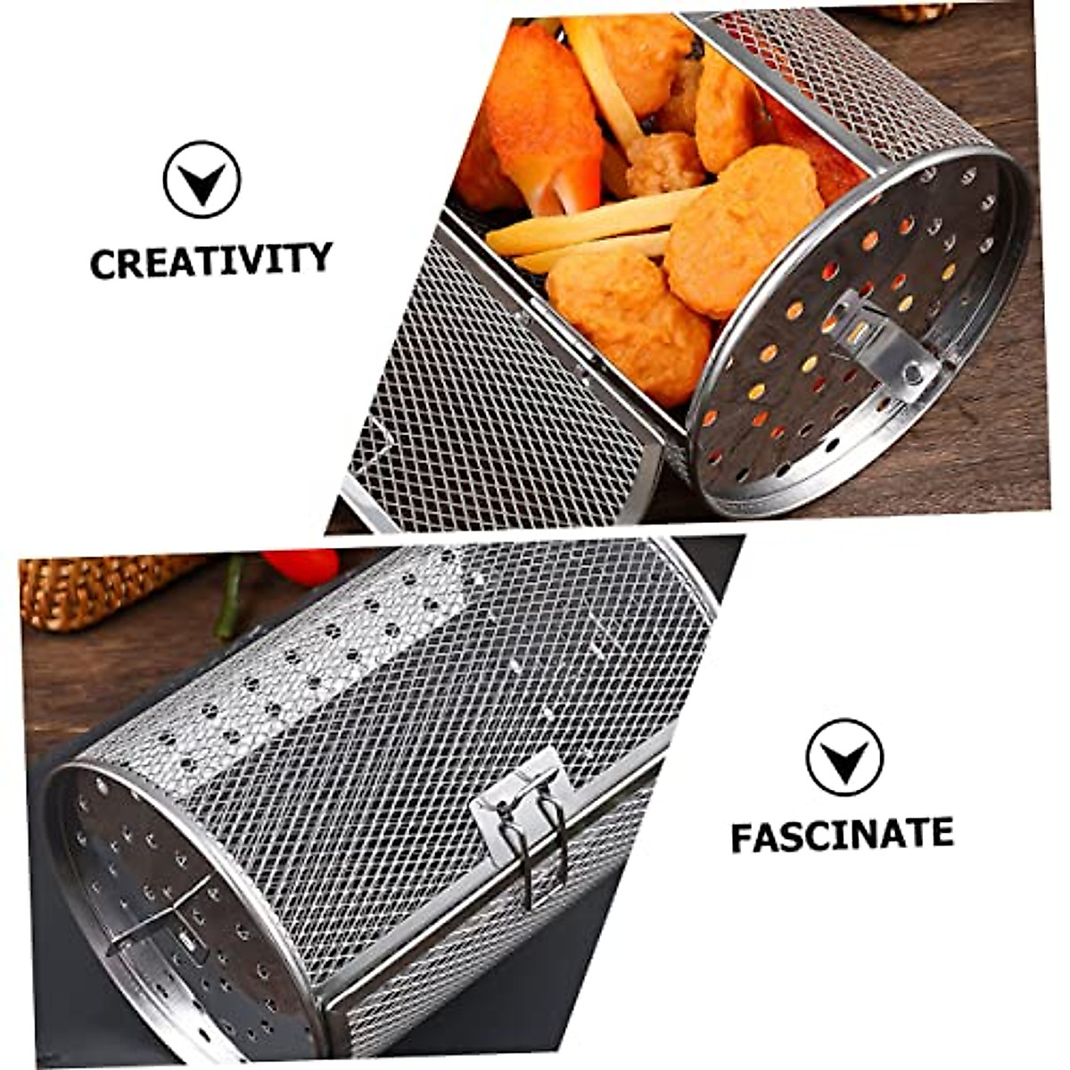 HANABASS Stainless Steel Grill Rotisseries & Roasters Rotisserie Grill Roaster Stainless Steel Oven Basket Oven Cage Deep Fry Basket Rotary Grilled Cage Barbecue to Rotate Kitchen Supplies