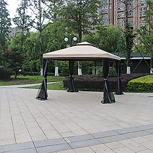 Sunshine Outdoor Replacement Gazebo Mosquito Netting 4 Panels with Zipper for Garden Patio Backyard (10'x10', Grey)(Netting Only)