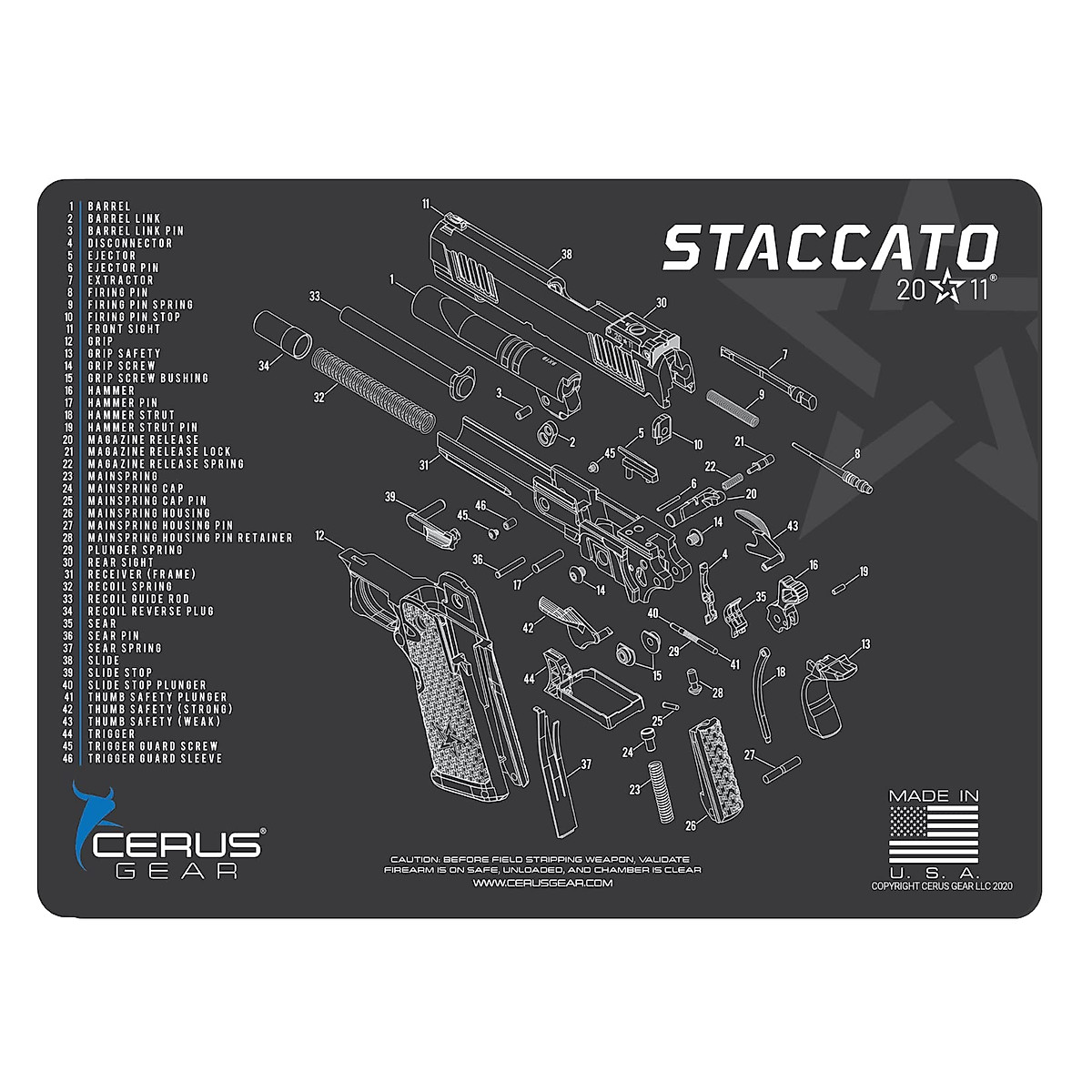 Range Warrior 27 Pc Gun Cleaning Kit - Compatible with Staccato - Schematic (Exploded View) Mat, Range Warrior Universal .22 9mm - .45 Kit & Tac Book Accessories Set