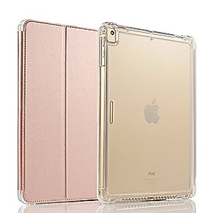 Valkit iPad Pro 9.7 Case 2016 (Old Model), Smart Slim Stand Translucent Frosted Back Cover with Pencil Holder for Apple iPad Pro 9.7 Inch (A1673 A1674 A1675) with Auto Wake/Sleep, Rose Gold