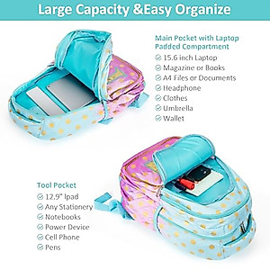 SARHLIO Kids Backpack with Pencil Case, Glitter Galaxy Elementary School Girls School Bag Large 16 Inch Bookbag with Letter N Sparkling Sequin Tower Design