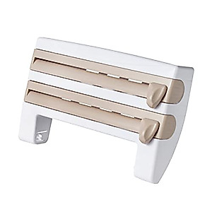 Holibanna Shelf Multi-Function Cutter Mounted Towels Multi- Towel Khaki in Wall- Stand Film Plastic Tools Function Supplies Sauce Four- Cling Kitchen with Multifunctional Holder Tool Mount