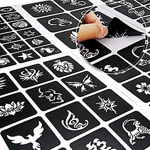 Konsait 291pcs Temporary Tattoos Stencils, 20 Sheets Girls and Boys Glitter Tattoo Kit Templates Face Paint Stencils Body Art Stencil Pack for Adults Man Women Kids Teenager