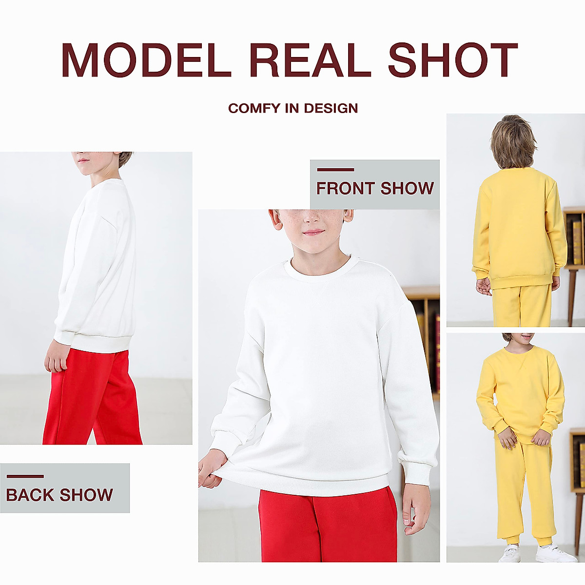 UNACOO Kids Crewneck Long Sleeve Fleece Sweatshirt Pullover Cotton Tops for Boys or Girls (deep green, xl(11-12 Years))