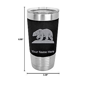 LaserGram 20oz Vacuum Insulated Tumbler Mug, Polar Bear, Personalized Engraving Included (Faux Leather, Black)