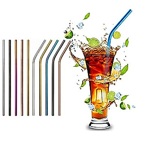 Reusable Metal Straws 50Pack.Ultra Long 10.5”Stainless Steel Drinking Straws in Bulk For Wholesale.265x6mm Straight Curved Straws for 20/30oz Tumblers Yeti (50pcs all straight Rainbow-10.5")