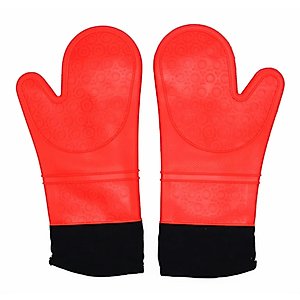 Long Silicone Oven Mitts Set: Featuring Non-Slip Grip, Resistance to Heat, Ease of Cleaning, Perfect for Grilling, Baking, and Various Other Culinary tasks.