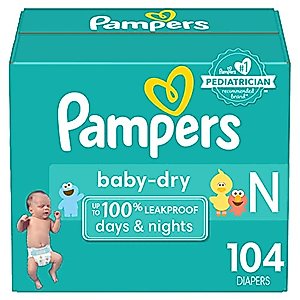 Pampers Baby Dry Diapers Size 0/Newborn 104 Count