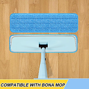 18 inch Reusable Mop Pads Microfiber Spray Mop Replacement Heads for Wet/Dry Mops Compatible with Bona Floor Care System (5 Pack)