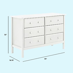 DaVinci Jayden 6-Drawer Double Wide Dresser in White, Greenguard Gold Certified