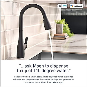 Moen 7594EVC Arbor Smart Faucet Touchless Pull Down Sprayer Kitchen Faucet with Voice Control and Power Boost, Chrome