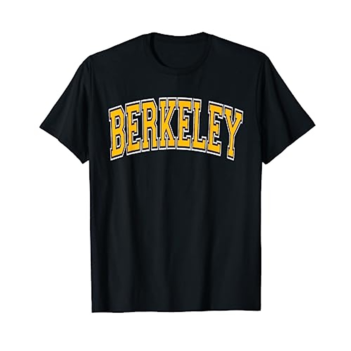 Berkeley California CA Varsity Style Amber Text T-Shirt