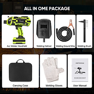 Faiuot Portable Welding Machine,110V Handheld Welder with IGBT Inverter 6 Variable Current Adjustment, Portable ARC Welder Gun Fits for 3/32"-1/8" Wire rods Electric Stick Welder Machine Kit (Green)