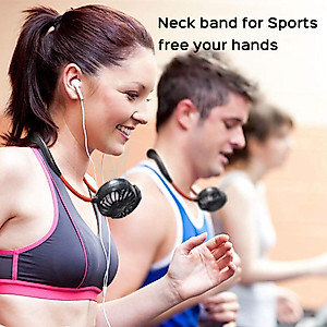 SUPKEY Hands Free Portable Neck Fan - Rechargeable Mini USB Personal Fan Battery Operated with 3 Level Air Flow, LED Lights for Home Office Travel Indoor Outdoor (Black)