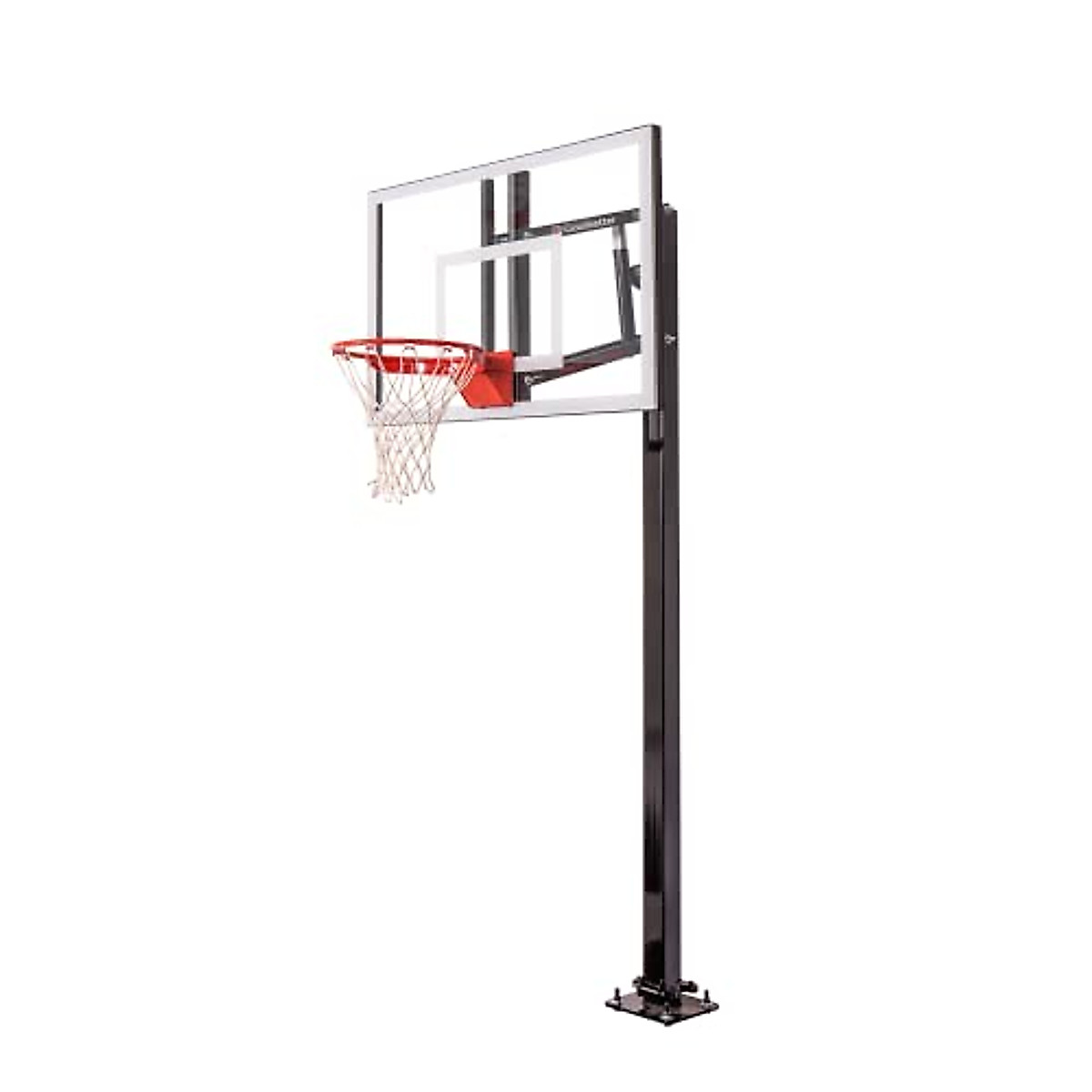 Goalsetter Elite Plus 54” Tempered Glass Backboard In-Ground Basketball Hoop - HD Breakaway Rim, Black (TS44154G3)