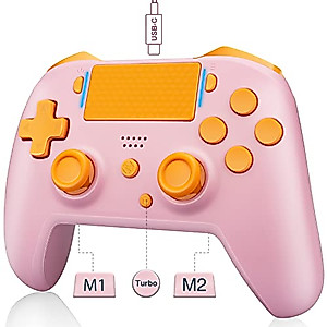 OUBANG Ares Controllers for PS4 Controller Elite, Game Control for Scuf PS4 Controller with Turbo, Joystick Gamepad Work for Playstation 4 Controller with Back Paddles for PS4/PS5/Steam/PC/IOS Pink