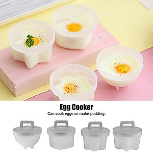 Boiled Egg Maker, 4Pcs Plastic Egg Cooker Boiler Pudding Mold with Oil Brush, Non‑stick Boiled Egg Cooker, Poached Egg Cups, Fast Poaching Egg for Breakfast, Eggs Kitchen Gadgets(gray)