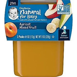 Gerber Natural for Baby 2nd Foods Baby Food Tubs, Apricot Mixed Fruit, Made with Natural Fruit & Vitamin C, Pureed Baby Food, 2-4 Ounce Tubs/Pack (Pack of 4)