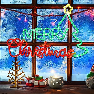 Retisee 24 Inch Jumbo Merry Christmas Neon Light Outdoor Large Merry Christmas Neon Signs Waterproof LED Christmas Sign for Indoor Home Window Party Garage Walls (Xmas Tree)