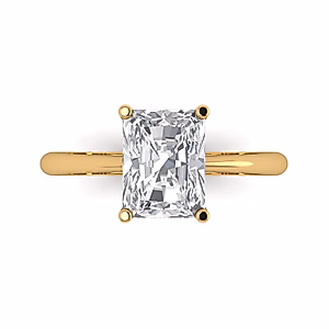 Clara Pucci 2.5ct Radiant Cut Solitaire Genuine Moissanite Wedding Bridal Designer Anniversary Engagement Ring in 14k Yellow Gold