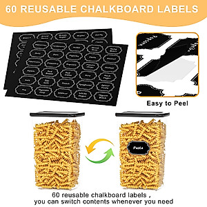 Nifogo Airtight Food Storage Containers with Lids 7 Pack, kitchen Storage Containers, Kitchen and Pantry Organization Set, for Cereal, Flour, Sugar, Pasta, Dry Food, Include 60 Labels