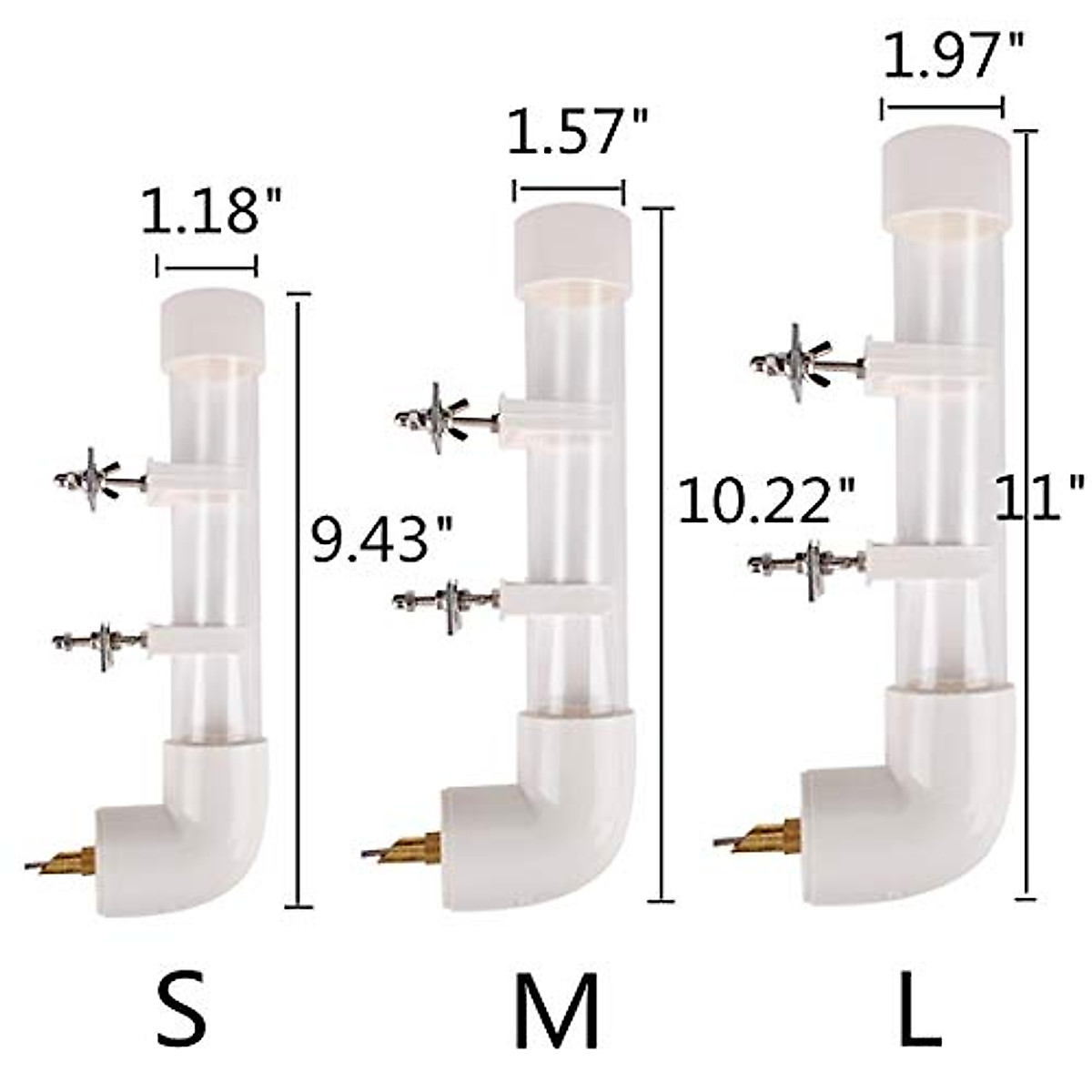 Bird Drinker Waterer Parrot Automatic Drinking Device for Parakeet Cockatiel Conure Lovebird African Grey Macaw Amazon (L)