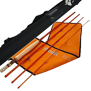 Riverruns S-Glass Fiberglass Fly Fishing Rods 4pc 6’6” LW3, 7’7” LW4, 8’1” LW5 Ultra Light Classic Medium Fast Action Fly Rods (Transparent Orange, 6'6''LW3)