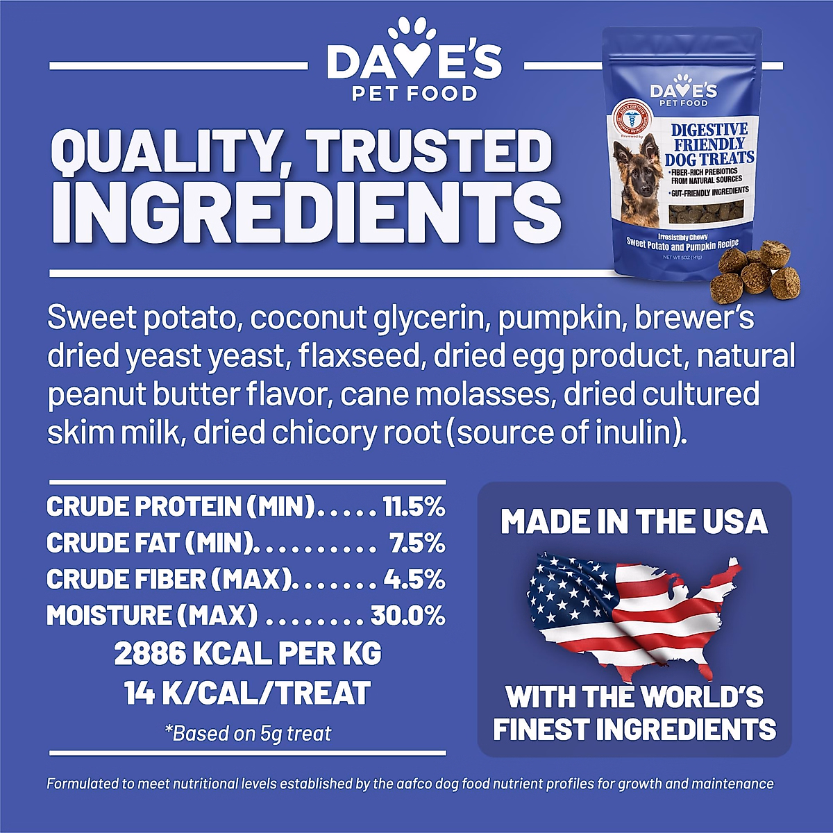 Dave's Pet Food Sweet Potato & Pumpkin Dog Treats for Sensitive Stomachs, Semi-Moist Soft & Digestive Friendly, Made in USA, Senior, Small & Large Dogs, Gut Health (1 Pack)