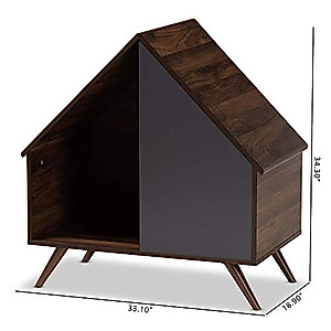 Baxton Studio Pet Houses, Walnut/Grey