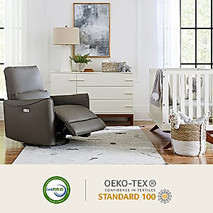 CHITA Power Recliner Swivel Glider, Upholstered Faux Leather Living Room Reclining Sofa Chair with Lumbar Support, Cognac Brown