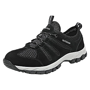 Waterproof Hiking Boots For Men Outdoor Lightweight Trekking Trails Shoes Backpacking Mountaineering Boots (Color : Black, Size : 12)