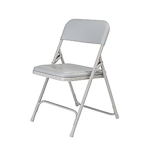 National Public Seating 800 Series Steel Frame Premium Light Weight Plastic Seat and Back Stacking Folding Chair with Double Brace, 480 lbs Capacity, Grey