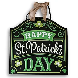 ''Happy St. Patrick's Day'' Decor Sign Green Hanging St. Pat's Decoration - 12'' x 12''
