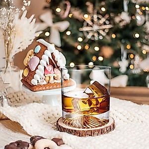 YUFDA Whiskey Glasses Set of 4, 10 oz Mountain Whiskey Glasses Luxury Gift Box, Heavy Bottom Bourbon Glasses for Scotch for Bar, Party, Wedding Gift For Men Father