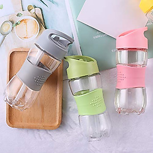 Sivphe Kids Water Bottle with Straw 12oz Leakproof Little School Small Tritan Plastic Drinking Bottle for Boys and Girls Indoor and Outdoor(Green)