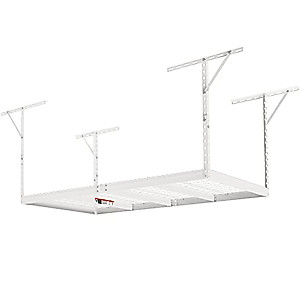 VEVOR Overhead Garage Storage Rack, 4x8 Garage Ceiling Storage Racks, Heavy Duty Adjustable Cold Rolled Steel Racks for Garage Storage, Organization, 600 lbs Load Capacity, 22''-40" (White)
