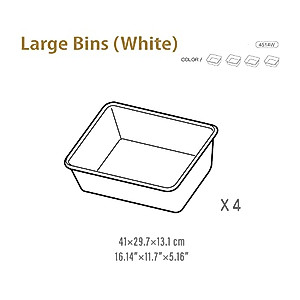 UNiPLAY Large Stackable Storage Bins for Closet Organizers, Food Organizer Bins, Pantry Storage and Toy Storage Organizer (4-Pack), White