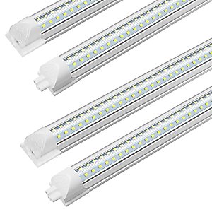 SHOPLED 4FT LED Shop Light, 40W 5500LM 5000K Daylight White, Linkable T8 LED Tube Lights 4FT, V-Shape, 4 Foot LED Shop Lights for Garage, 4 Pack