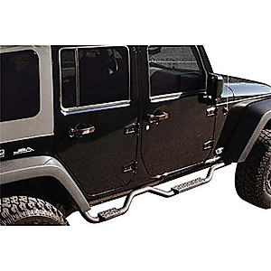 Rampage Slimline 2" Drop Step Side Bars | Pair, Steel, Textured Black | 26628 | Fits 2007 - 2018 Jeep Wrangler JK Unlimited 4-Door