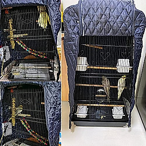 Universal Bird Cage Cover Good Night Cocktail Cage Cover Black-Out Pets Birds Parrot Cage Cover Shade Windproof Light-Proof Sleep Reduces Distractions Double Zipper Breathable Cloth Without Cage